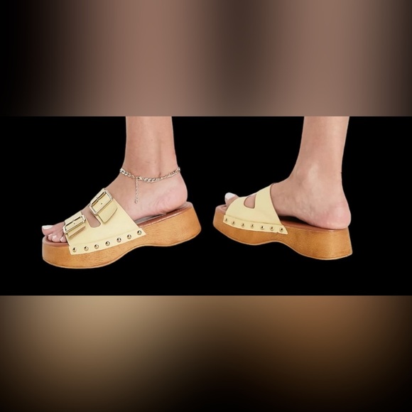 ASOS | Shoes | Fuzzy Flatform Clogs In Pale Yellow | Poshmark